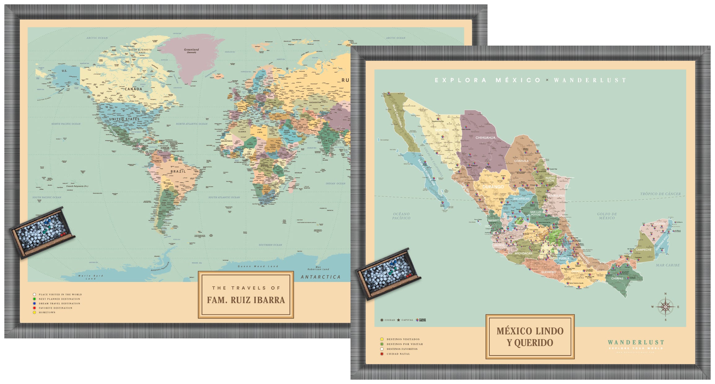 Mapa con pines: Kit "Sin Límites" – Wanderlust Maps