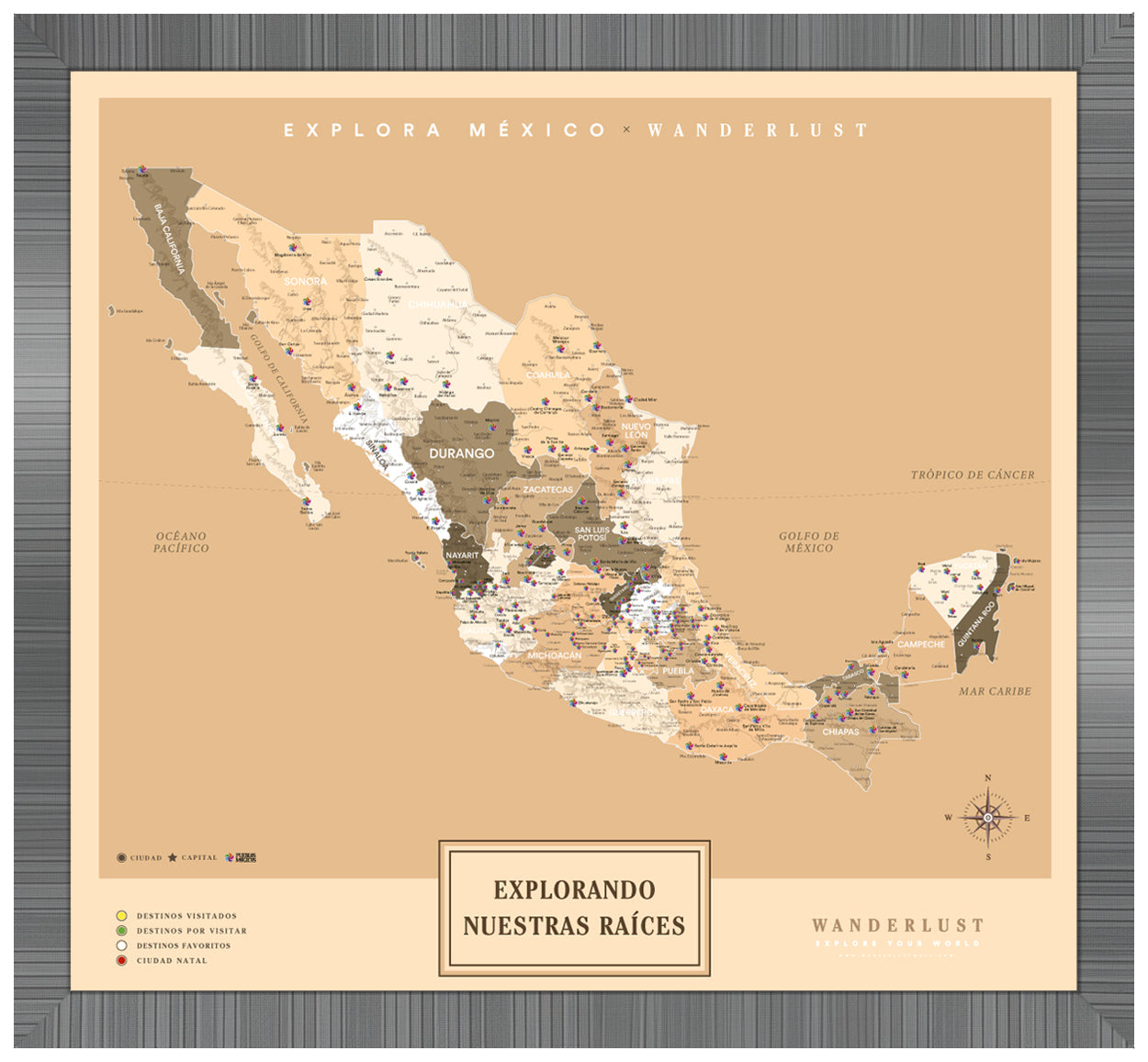 México Sepia - 4cm Platino – Wanderlust Maps