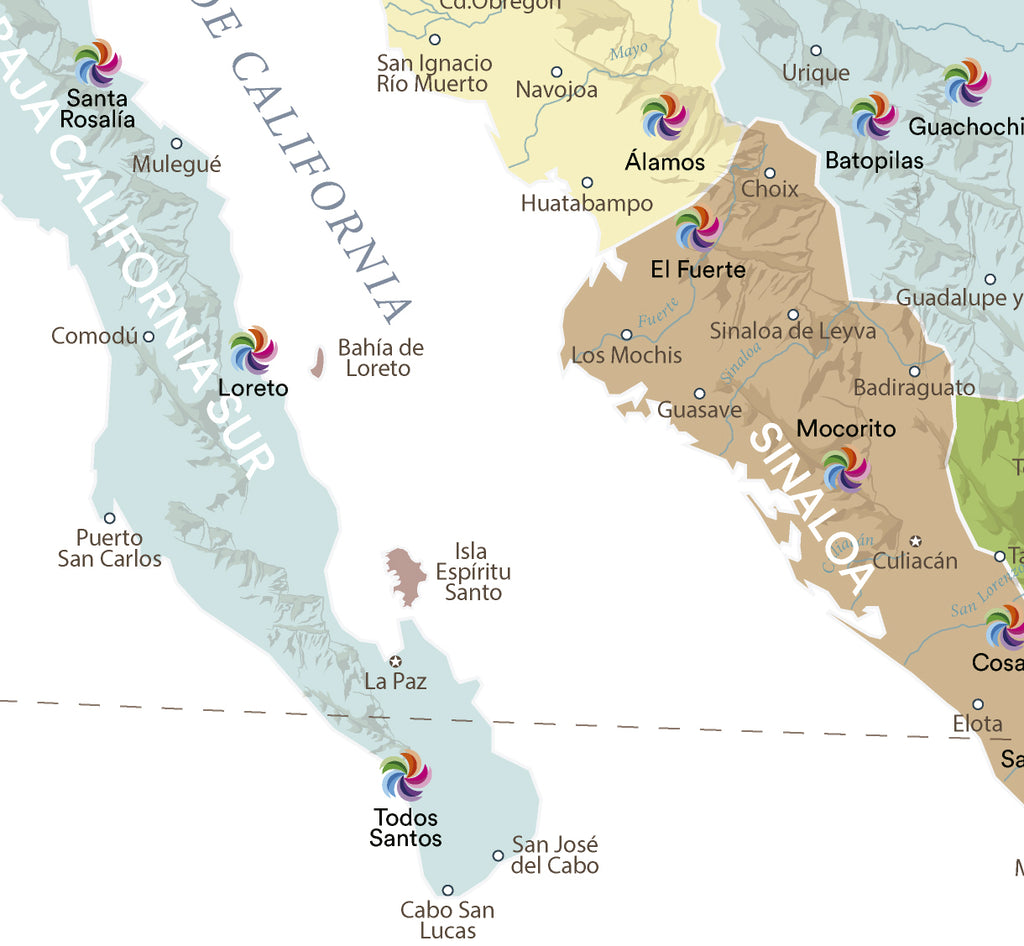 Mapa con pines: México Plata (41x38cm) – Wanderlust Maps