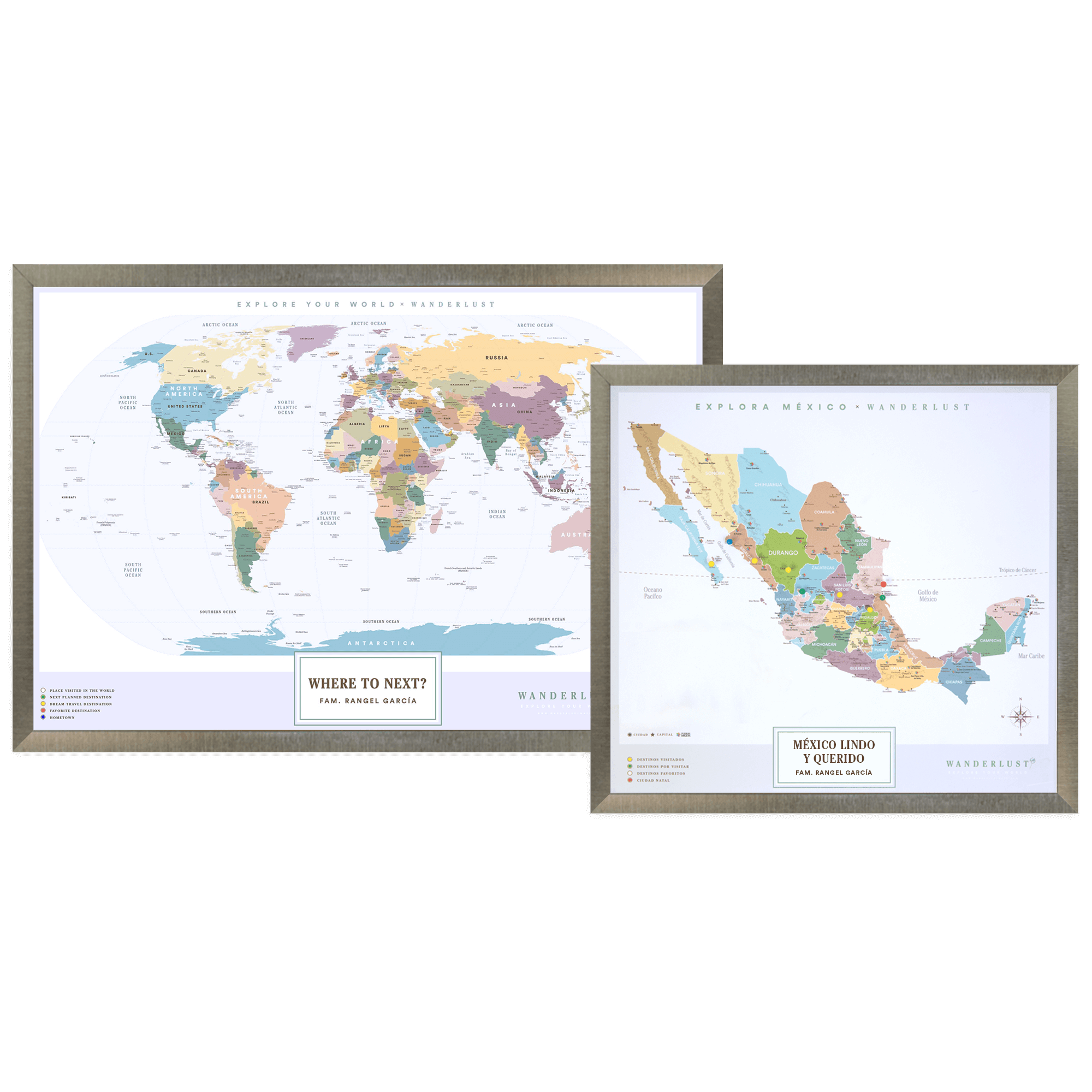 Mapas con pines: Kit "Edición Silver" – Wanderlust Maps